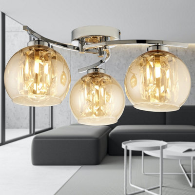 First Choice Lighting Silas Semi Flush Fitting with Champagne Lustre Glass