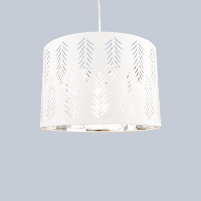 First Choice Lighting Spruce White Cut Out Shade with Chrome Inner ...