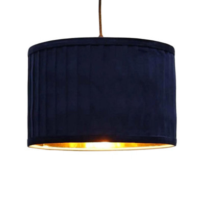 First Choice Lighting Sundance Navy Blue Velvet Pleated 30cm Lamp Shade ...