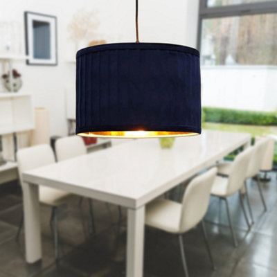 First Choice Lighting Sundance Navy Blue Velvet Pleated 30cm Lamp Shade ...
