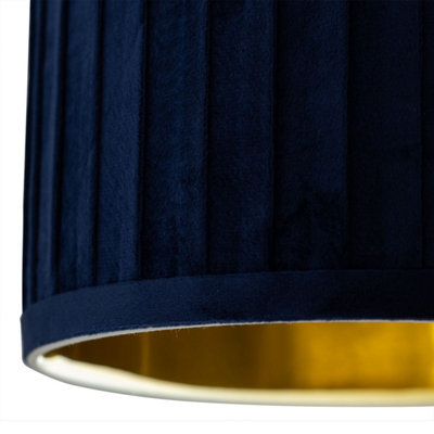 First Choice Lighting Sundance Navy Blue Velvet Pleated 30cm Lamp Shade ...