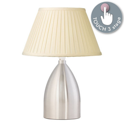 First Choice Lighting Valentina Brushed Chrome Touch Lamp with Cream ...