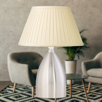 First Choice Lighting Valentina Brushed Chrome Touch Lamp with Cream ...