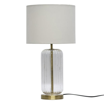 First Choice Lighting Walpole Clear Fluted Glass and Antique Brass 49cm ...