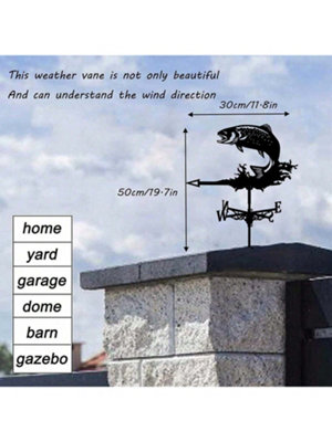 Fish Shaped Weather Vane Wind Direction Indicator Barn Pavilion Garden ...