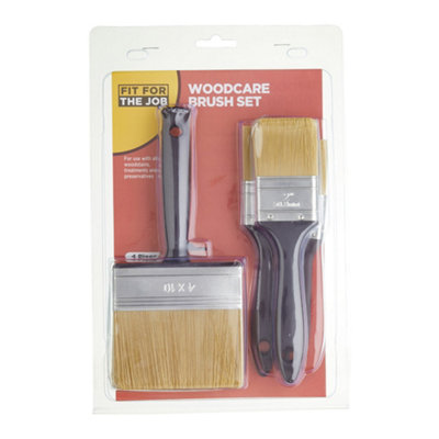 Fit For The Job 4 piece Woodcare Garden Timber Brush Set