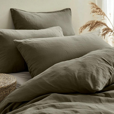 Fitted Bed Sheet Moss Green Cotton Plain Bedsheet Double