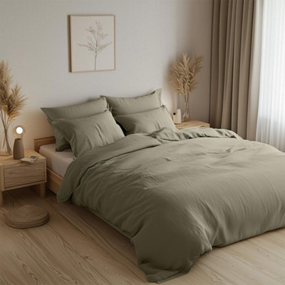 Fitted Bed Sheet Moss Green Cotton Plain Bedsheet Single