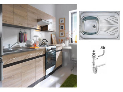 Fitted Kitchen Cabinets Set 7 Wall Base Units 800mm Sit On Sink Sonoma ...