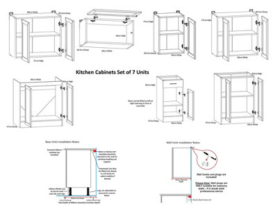 Fitted Kitchen Cabinets Set of 7 Units Complete Package Base Wall ...