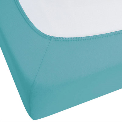 Fitted Sheet HOFUF Cotton 90 x 200 cm Turquoise