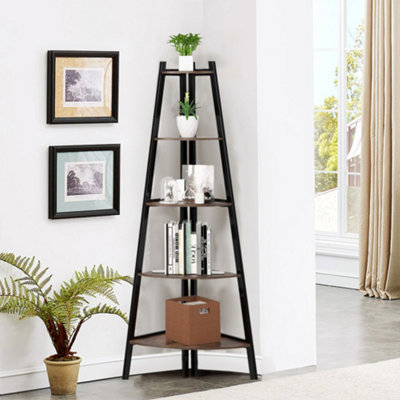 Five-layer Retro Trapezoidal Corner Folding Storage Rack 70cm W x 160.5cm H