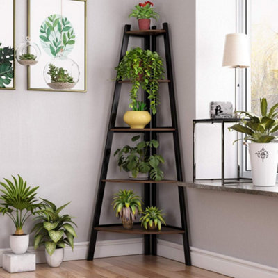 Five-layer Retro Trapezoidal Corner Folding Storage Rack 70cm W x 160.5cm H