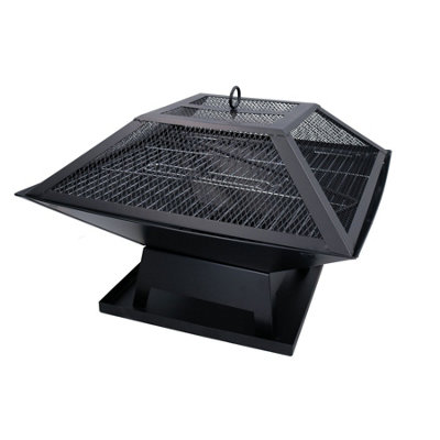 Five Outdoor Metal Garden Fire Pit Basket With BBQ Barbecue Grill ...