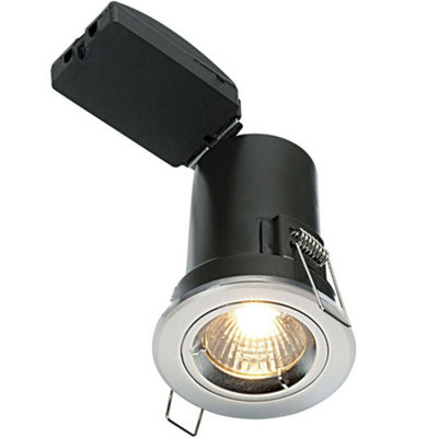 Fixed FIRE RATED GU10 Lamp Ceiling Down Light Chrome PUSH FIT FAST FIX ...