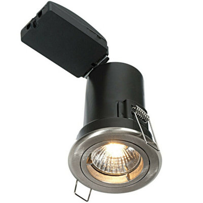 Fixed FIRE RATED GU10 Lamp Ceiling Down Light Nickel PUSH FIT FAST FIX ...