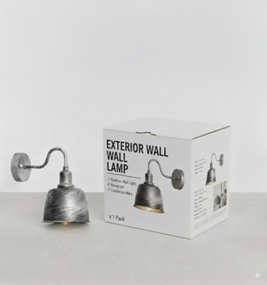 Fixed Matt Brushed Silver Mains-powered LED Outdoor Lantern ON/OFF Wall ...