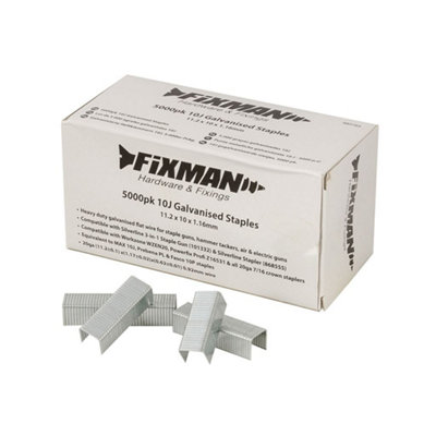 Fixman - 10J Galvanised Staples 5000pk - 11.2 x 10 x 1.17mm