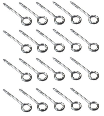 fiXte 75mm BZP 3 Inch Steel Screw in Vine Eyes - Pack of 20 at B&Q