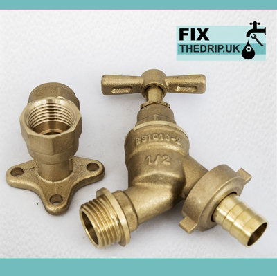 FixTheBog™ 1/2 inch Bip Tap with Brass Wall Plate with instructions ...