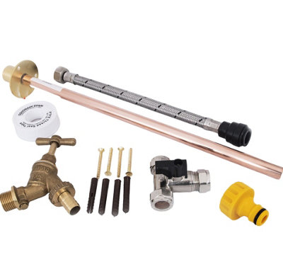 FixTheBog™ Professional 600mm THRU WALL Flange Outside Garden Tap Kit ...