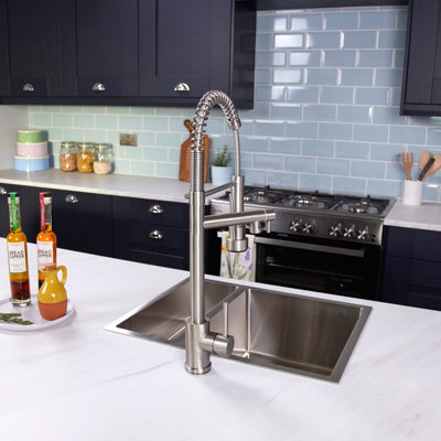 flöde Alta Kitchen Mixer Tap - Brushed Steel Finish