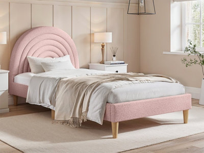 Flair Ava Boucle Fabric Single Bed - Pink