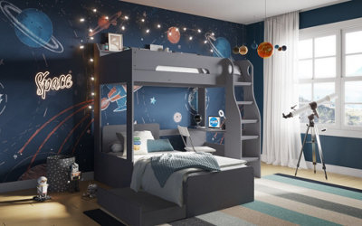 L shaped bunk bed with slide store