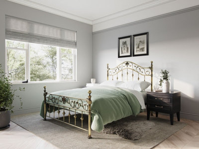 Flair Edith Metal Double Bed Frame - Brass | DIY at B&Q