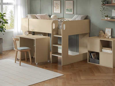 Flair Leo Mid Sleeper with Desk & Storage Scandi Light Oak