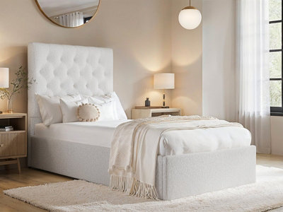 Flair Milan Boucle Single Ottoman Bed - Cream