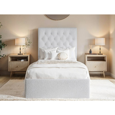 Flair Milan Boucle Single Ottoman Bed - Cream