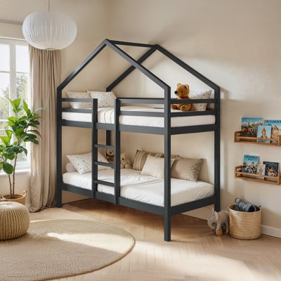 Flair Nest House Wooden Bunk Bed - Grey