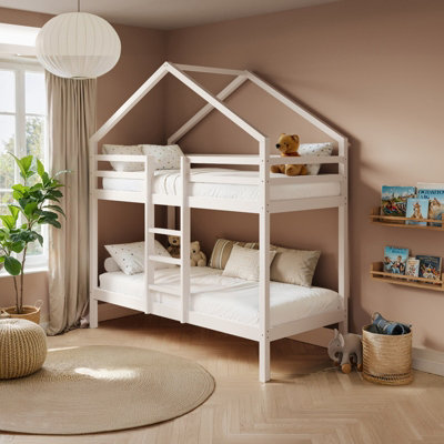 Flair Nest House Wooden Bunk Bed - White