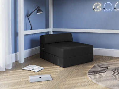 Flair Portable Z Fold Futon Chair/Bed - Black