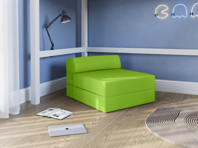 Flair Portable Z Fold Futon Chair/Bed - Lime Green