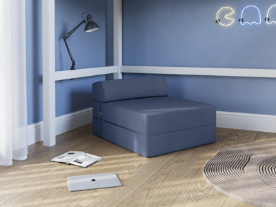 Flair Portable Z Fold Futon Chair/Bed - Navy