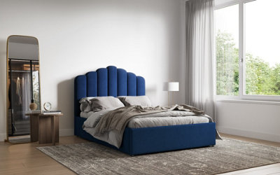 Flair Poseidon Velvet Shell Ottoman Kingsize Bed - Navy Blue | DIY at B&Q