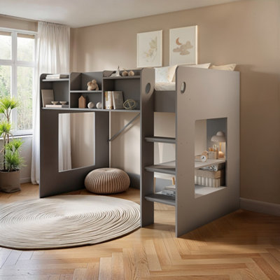 Flair Wizard Junior Wooden Mid Highsleeper - Grey
