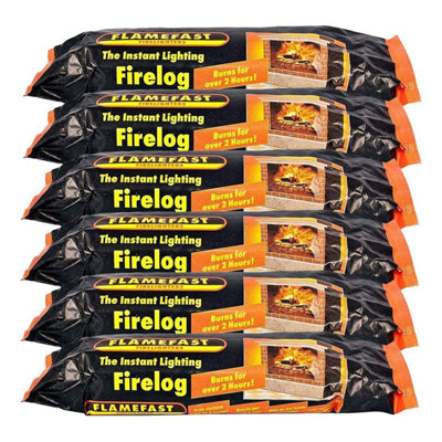 Flamefast Pack of 12 Fire Logs Smokeless Burn Instant Firelighters ...