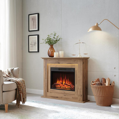 FLAMEKO 39" Savannah Fireplace with surround and Realistic Flame Effect ...