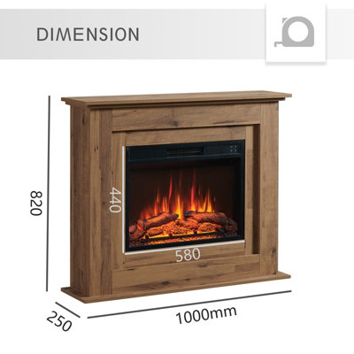 FLAMEKO 39" Savannah Fireplace with surround and Realistic Flame Effect ...