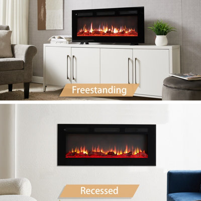 FLAMEKO 40" Wilton 3 in 1 Electric Fireplace, Freestanding, Wall ...