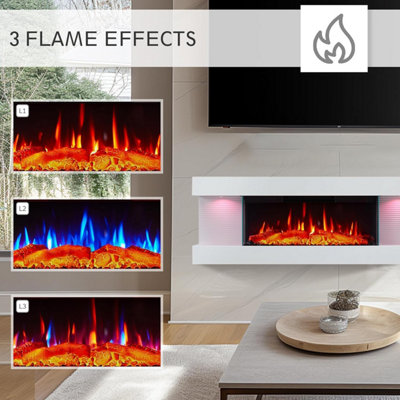 FLAMEKO 44" Atacama Electric Wall Mounted Fire Multiple Flame Colours ...