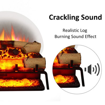 FLAMME 23" Portable Basket Electric Fire 1kW 2kW Heater White Birch Log ...