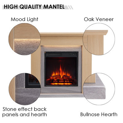 FLAMME 35" Stratford Fireplace with surround 2kW Fireplace Heater ...
