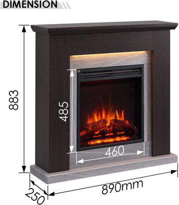 FLAMME 35" Stratford Fireplace with surround 2kW Fireplace Heater ...