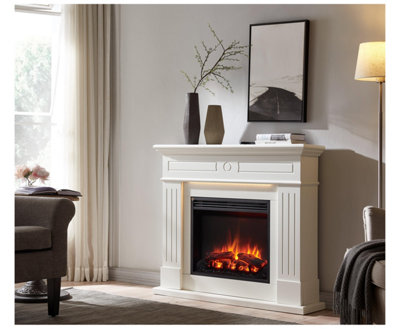 FLAMME 43" Everleigh Electric Fireplace Suite Multiple Colour Options ...