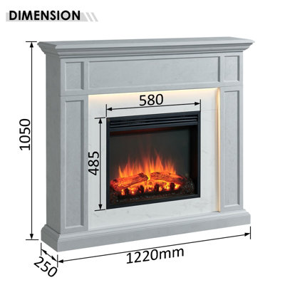 FLAMME 48" Beaumont Freestanding Electric Fireplace Suite Cement Grey ...