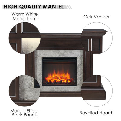 FLAMME 48" Beaumont Freestanding Electric Fireplace Suite